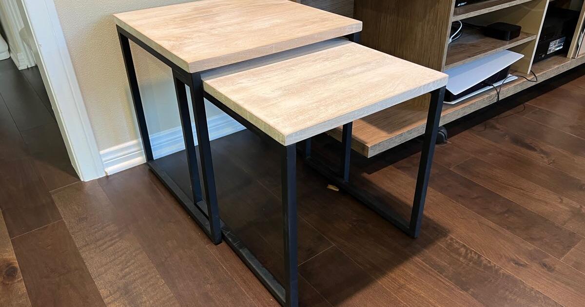 Matt Stone Double Side Creamy White Table Square Nesting Corner Table ...