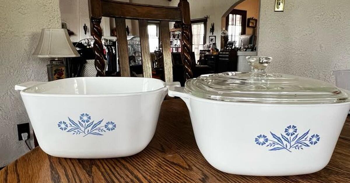(2)Vintage Corning Blue Cornflower P-1 3/4-B 1-3/4 Quart, 1 LID for $30 ...