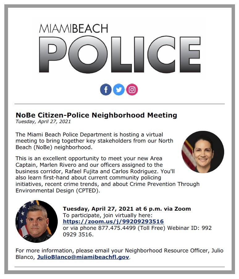 North Beach Citizen-Police Zoom Meeting (Miami Beach Police Department ...