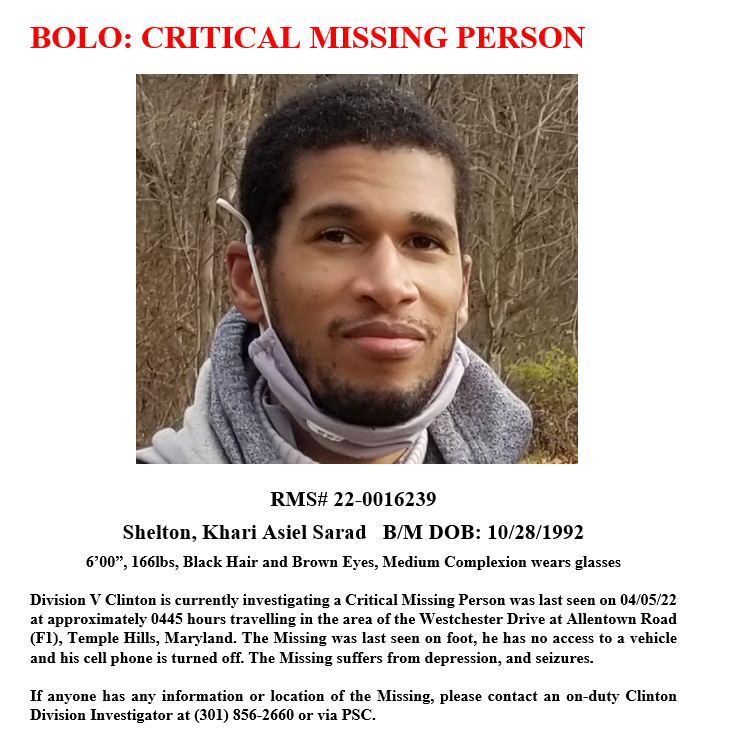 Most Recent photo of critical missing. (Prince George's County Police ...