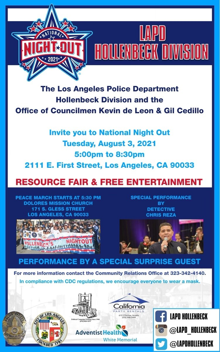 HOLLENBECK EVENT - NATIONAL NIGHT OUT (Los Angeles Police Department ...