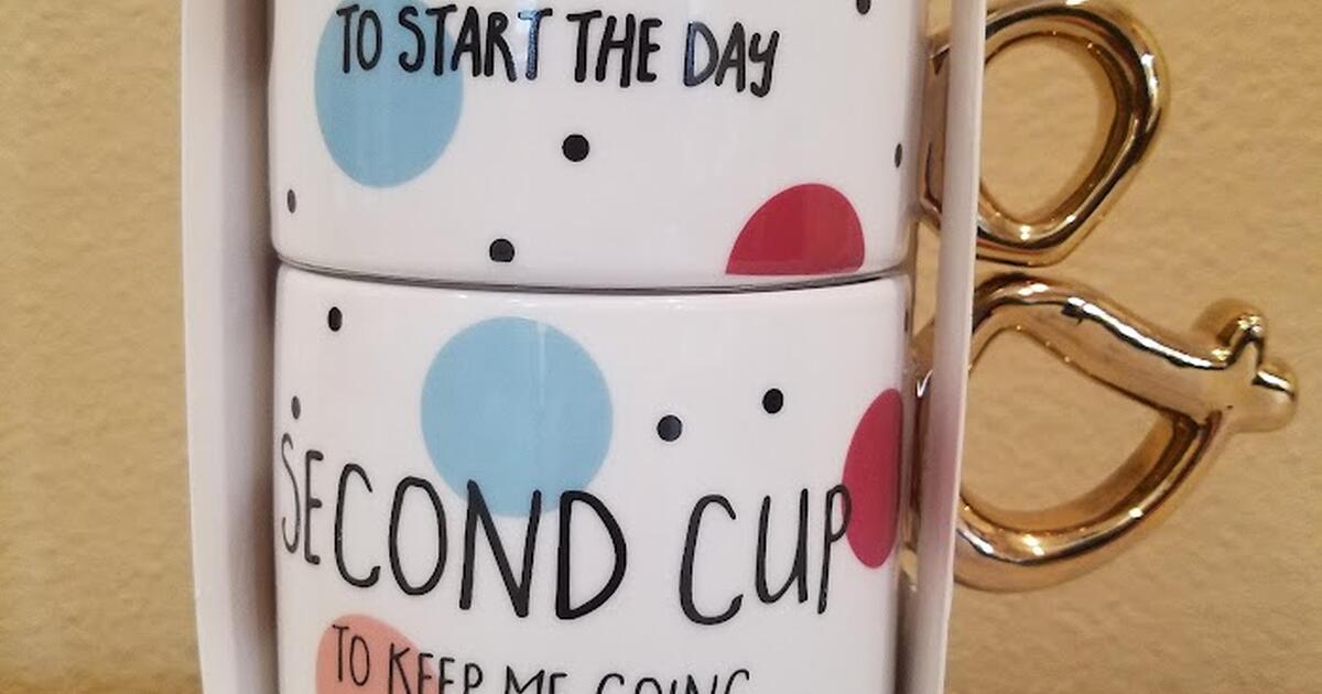 Set of 2 Stackable Stoneware Ceramic Coffee Mugs NWT Great Gift! for $8 ...