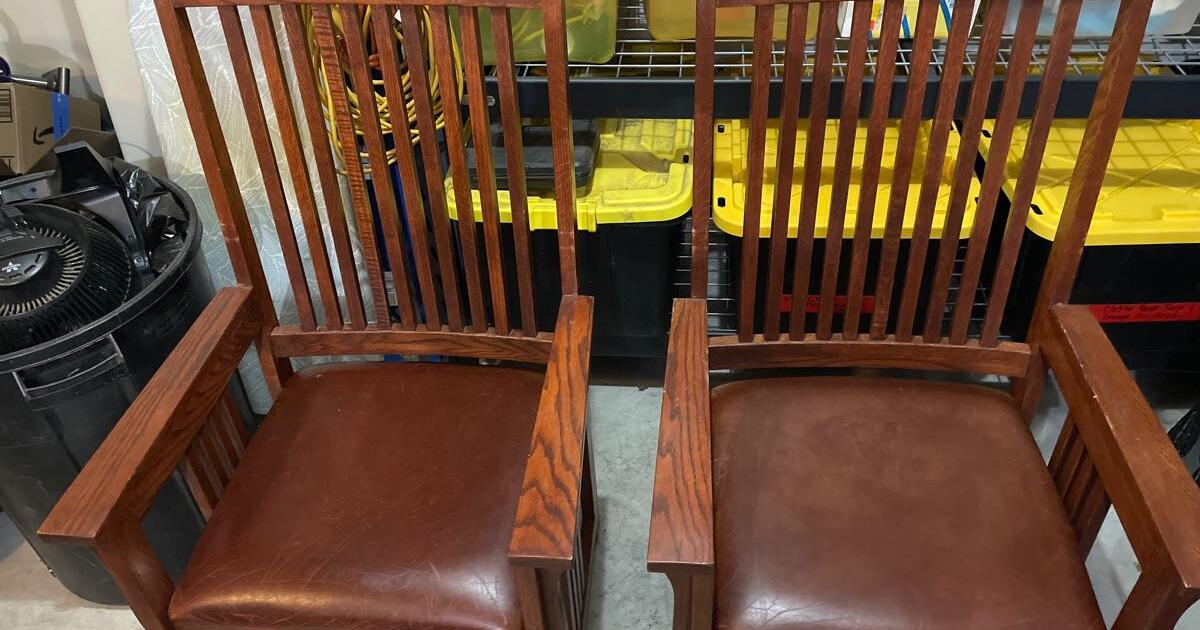 Mission quarter sawn oak CAPTAIN HIGH BACK DINING ROOM CHAIRS for $85 ...