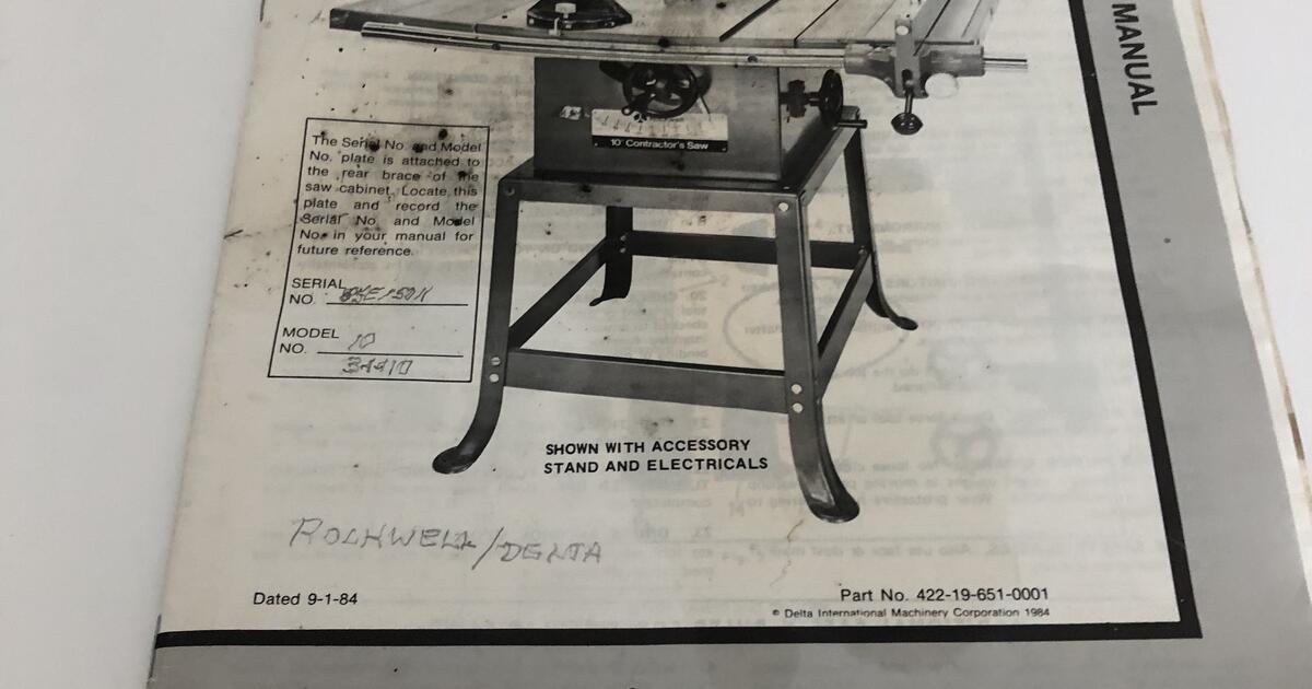Model 10 Contractors Saw Rockwell/Delta REDUCED PRICE!!!! for $200 in ...