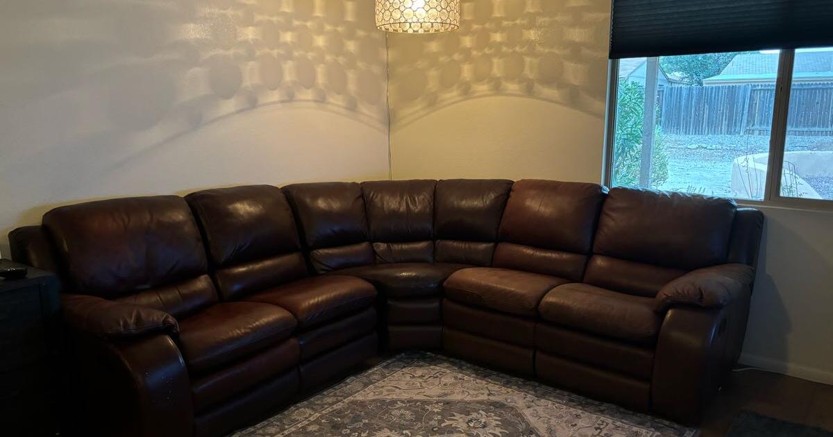 Brown Leather Sectional Sofa for $150 in Tucson, AZ | For Sale & Free ...