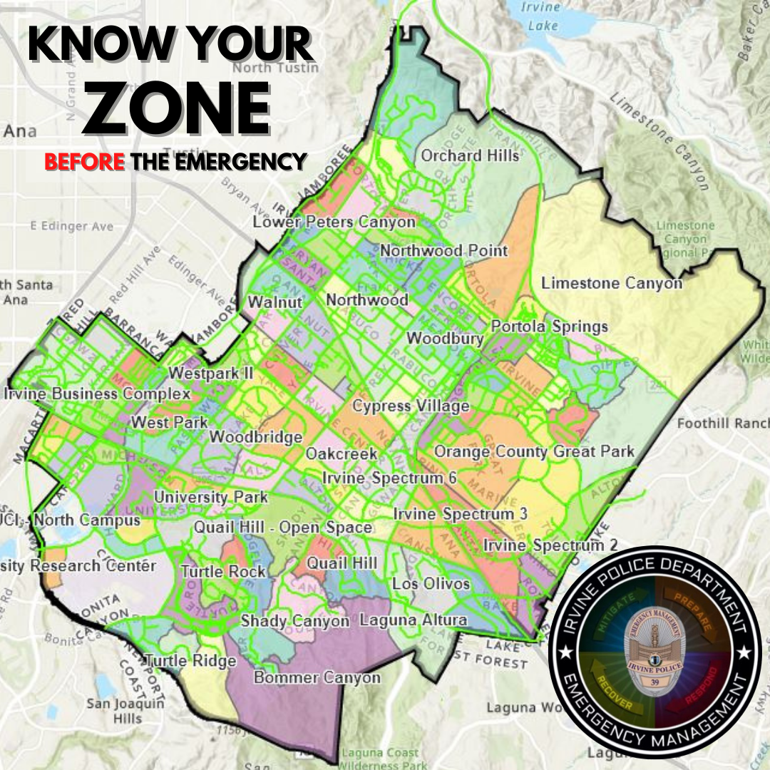 Map Showing City's New Evacuation Zones Released (Irvine Police ...