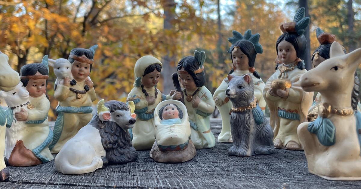 Vintage Native American Indian Nativity Scene Creche 12 Piece Set for ...