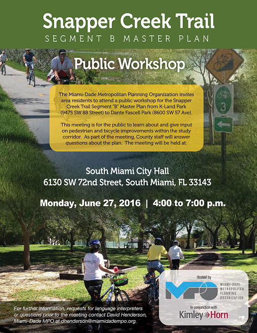 Snapper Creek Trail Segment "B" Master Plan Public Workshop (Miami-Dade ...
