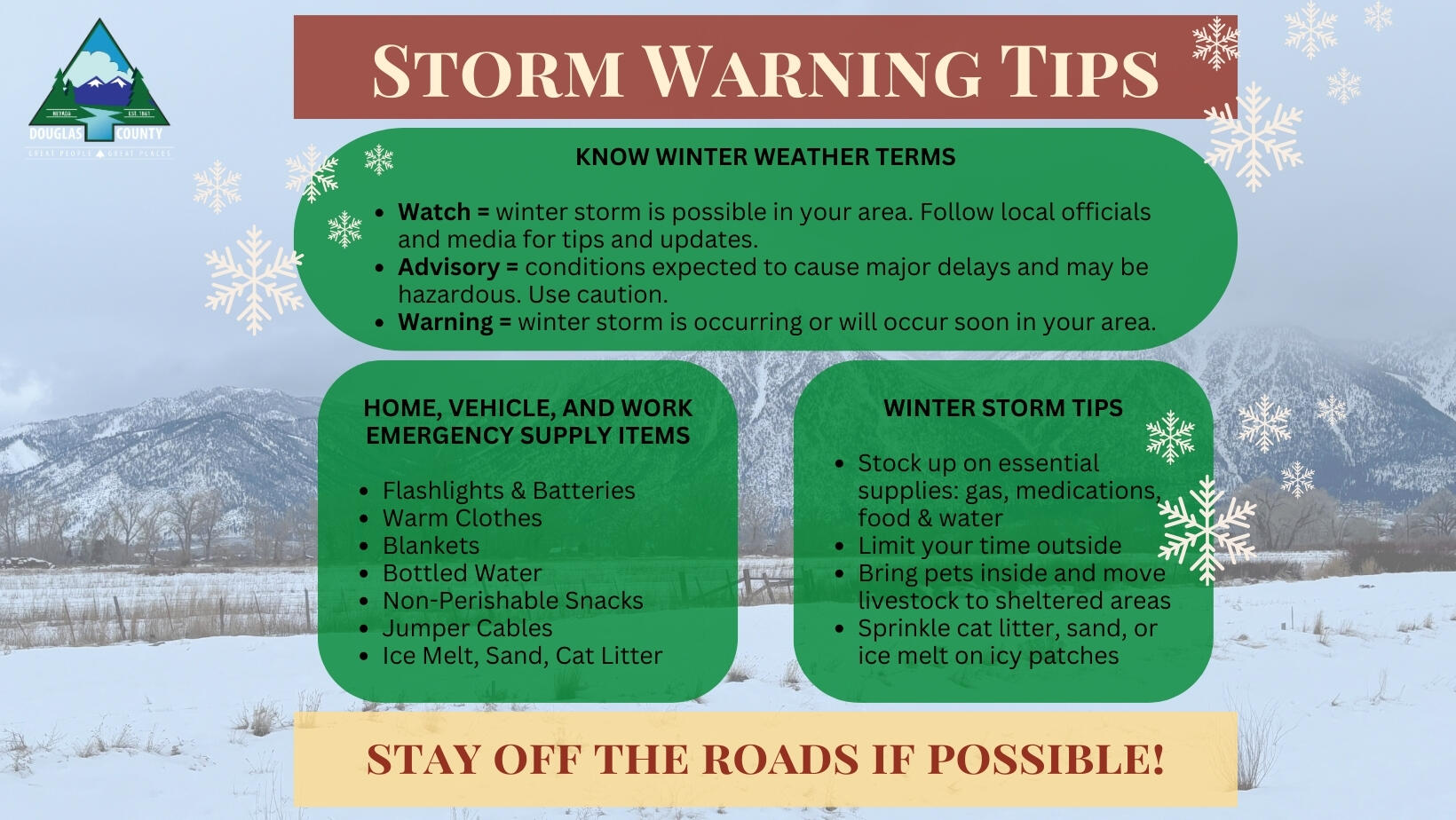 The US National Weather Service Reno Nevada is predicting heavy snow ...