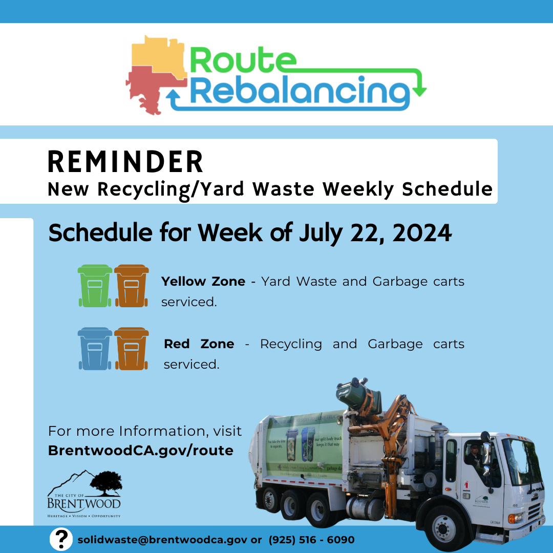 New Recycling/Yard Waste Weekly Schedule: (City of Brentwood ...