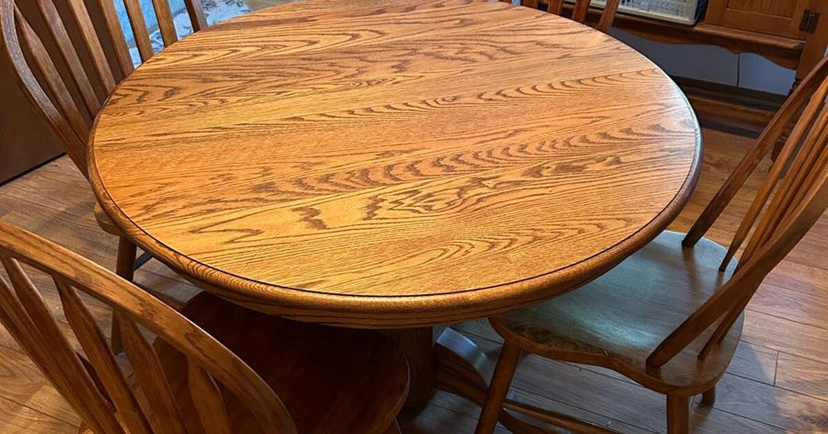 Wooden Dining Table with 4 Chairs for $105 in Hartland, WI | For Sale ...