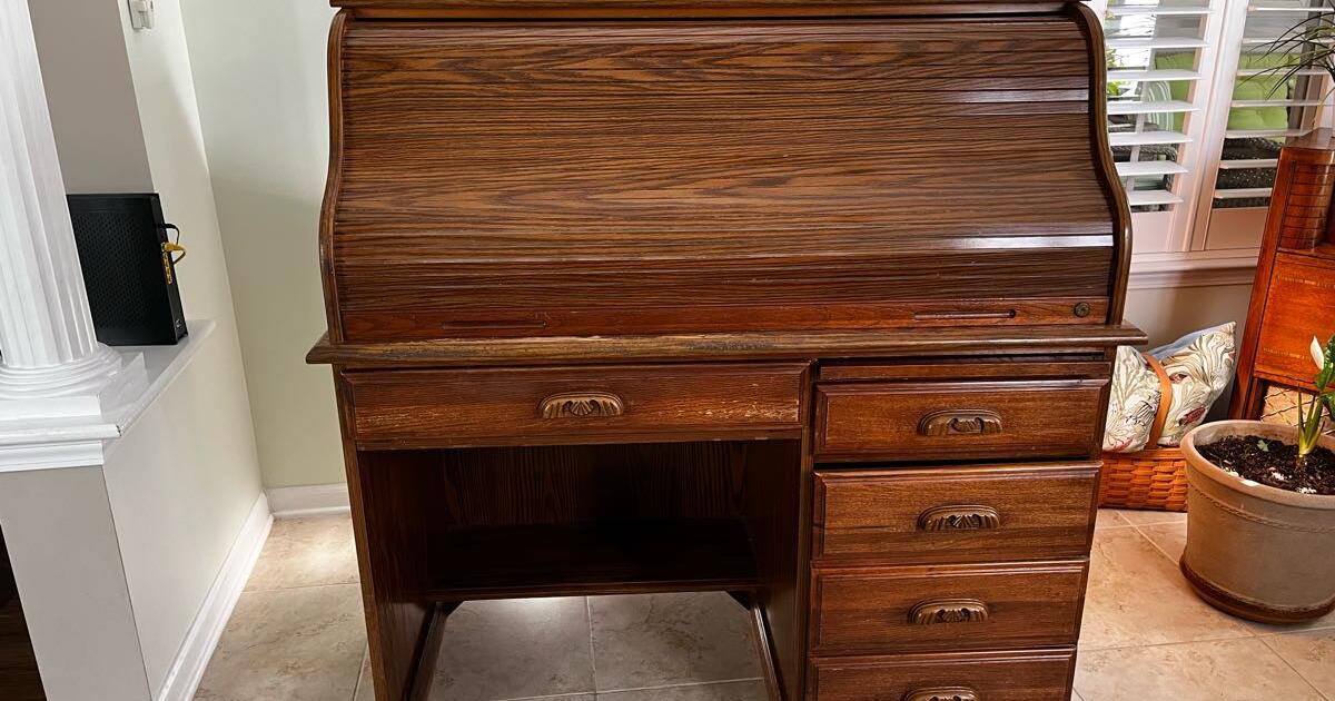 Used oak Computer Roll Top Desk for $125 in North Myrtle Beach, SC ...