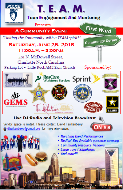 UPCOMING CMPD/T.E.A.M Mentoring Program COMMUNITY EVENT (Charlotte ...
