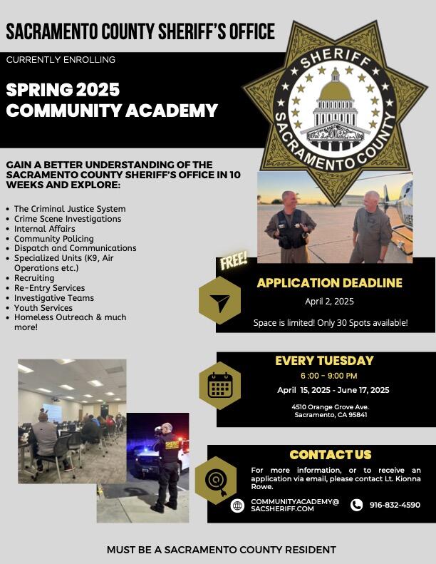 The Sacramento County Sheriff's Office will host its Community Academy ...