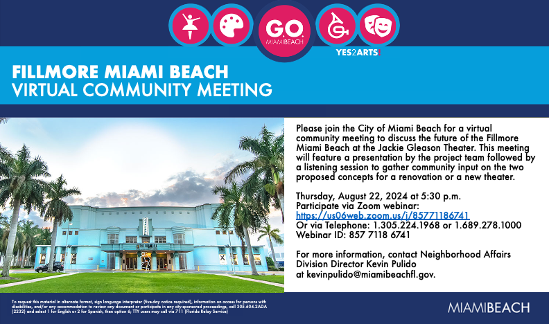 Please join the City of Miami Beach for a virtual community meeting to ...
