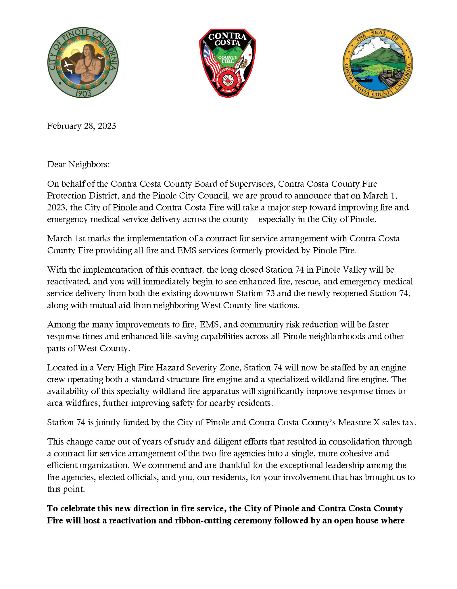 Today, Con Fire begins to provide all fire, rescue and EMS services in ...