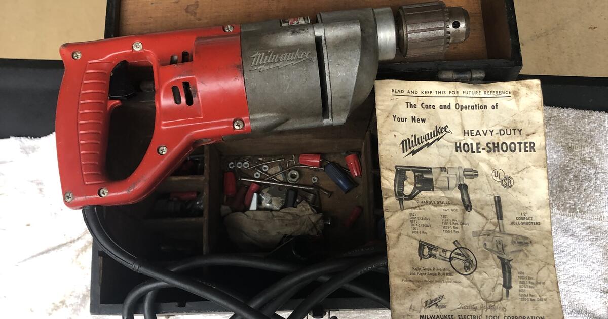 Milwaukee Hole Shooter Vintage Drill + Hand Made Carry Case + Contents ...