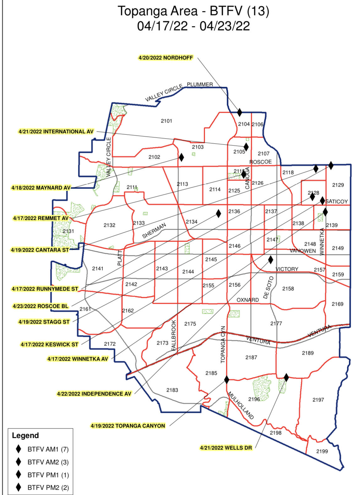 LAPD TOPANGA DIVISION WEEKLY CRIME MAPS (Los Angeles Police Department ...