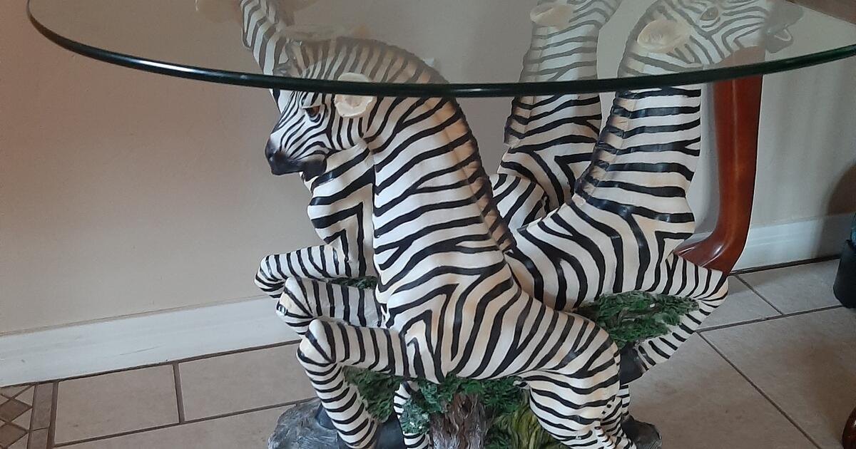 Beautiful Zebra Table with Glass Top for $55 in Vail, AZ | For Sale ...
