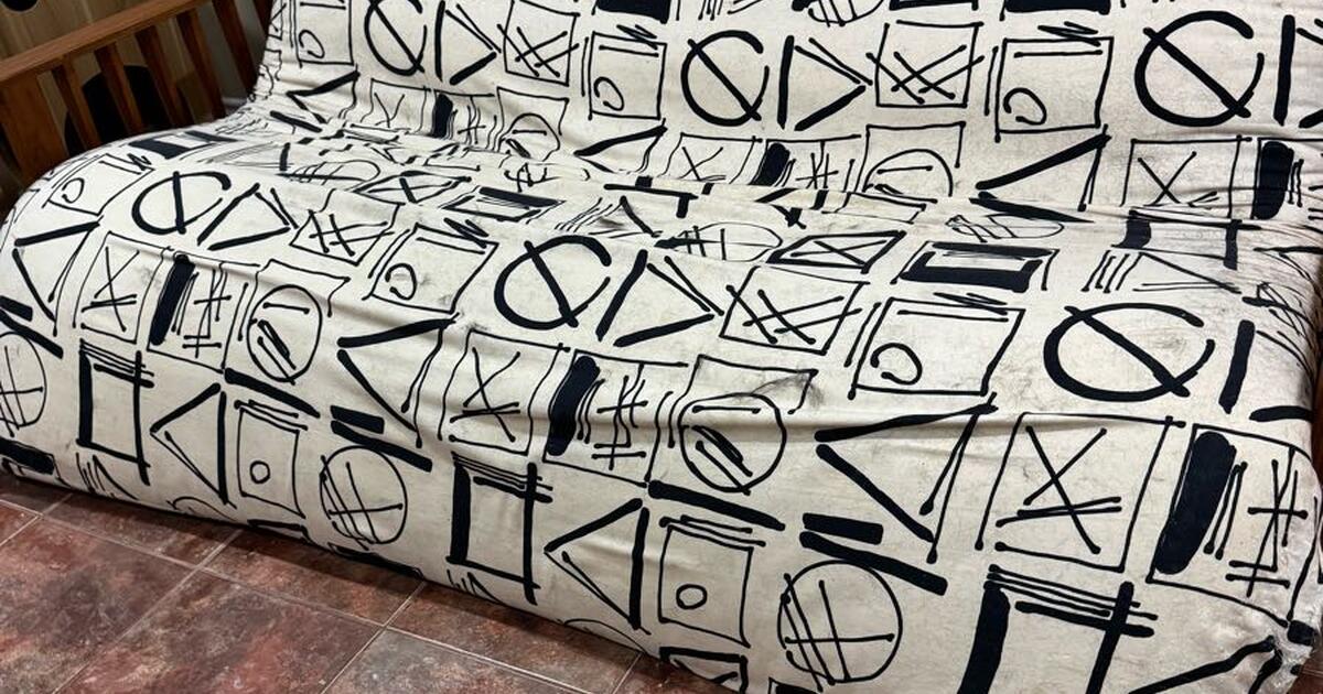 Wooden Futon with Patterned Cover for Free in Houston, TX | For Sale ...