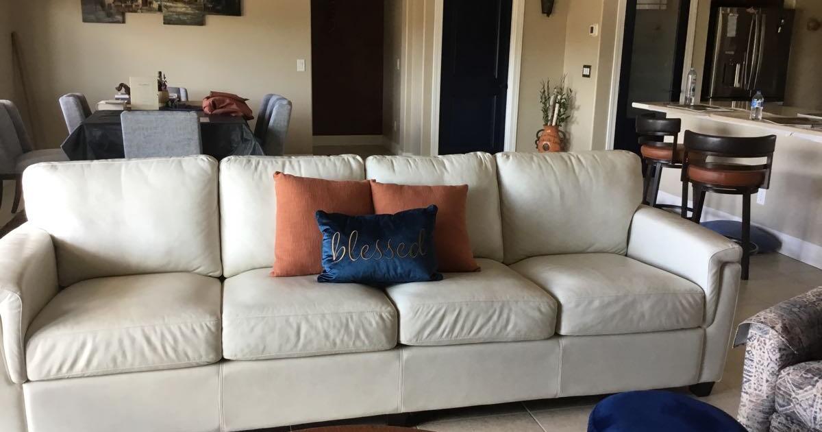 Joe Furniture Leather Couch - Color is Ivory for $350 in Prescott, AZ ...