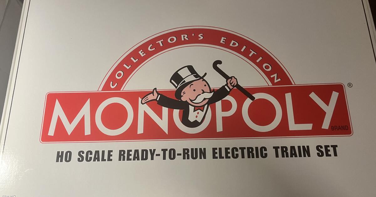Vintage Monopoly Train Set with Track and Play Mat Ho Gauge for $120 in ...