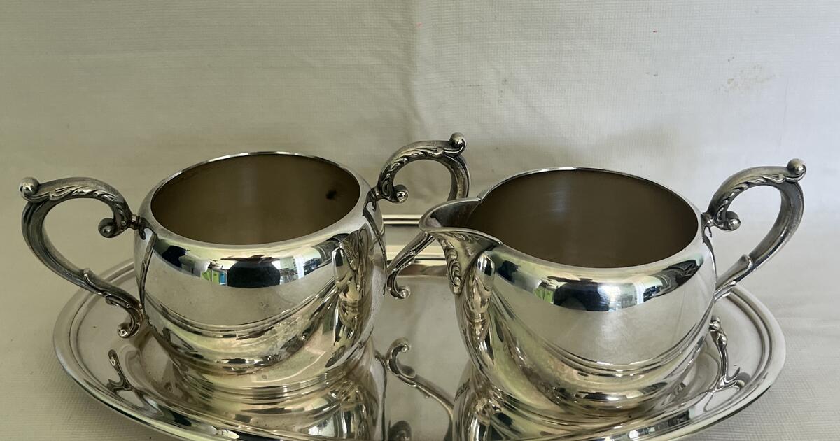 Vintage WA Rogers Silverplate Cream and Sugar Set with Tray for $20 in ...