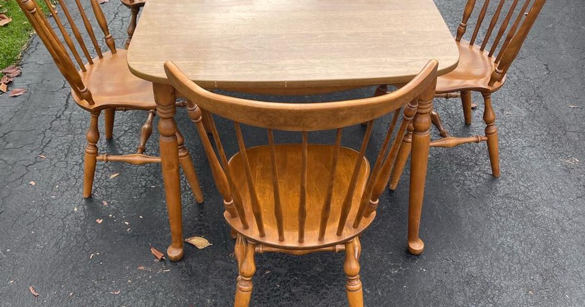 Vintage Ethan Allen, solid, maple dining room table with six chairs for ...