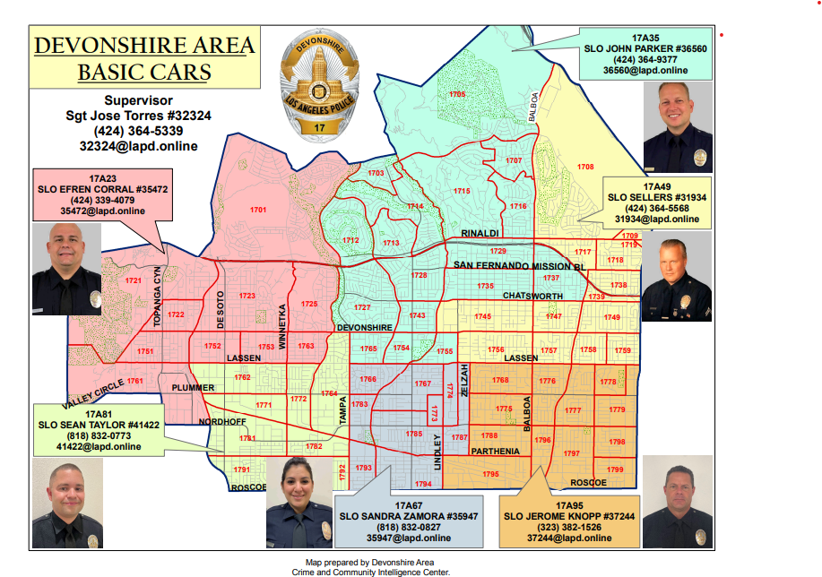 Devonshire Basic Car Map. (Los Angeles Police Department) — Nextdoor ...