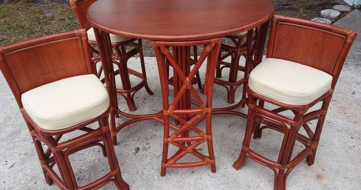 Rattan high top table 4 barstools for $500 in Largo, FL | For Sale ...