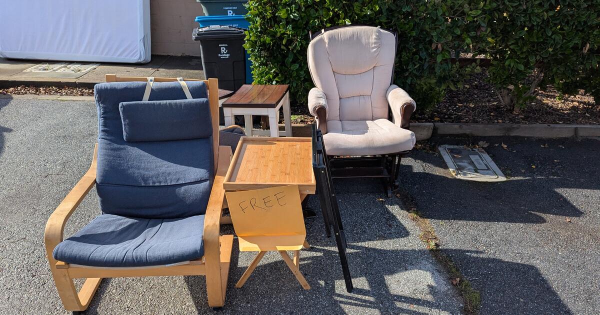 Rocking chair with ottoman, poang chair, end tables and stools for Free ...