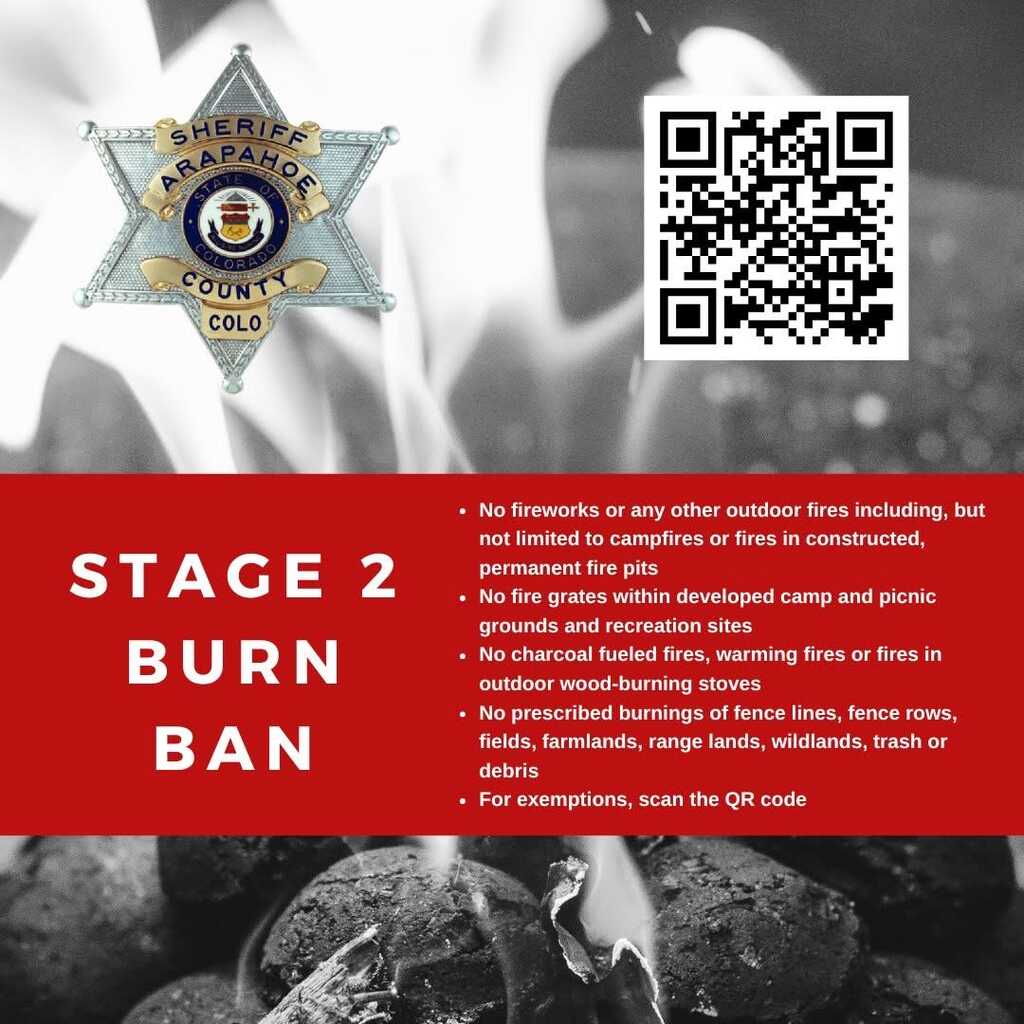 REMINDER: Stage 2 Burn Ban still in effect for Arapahoe County