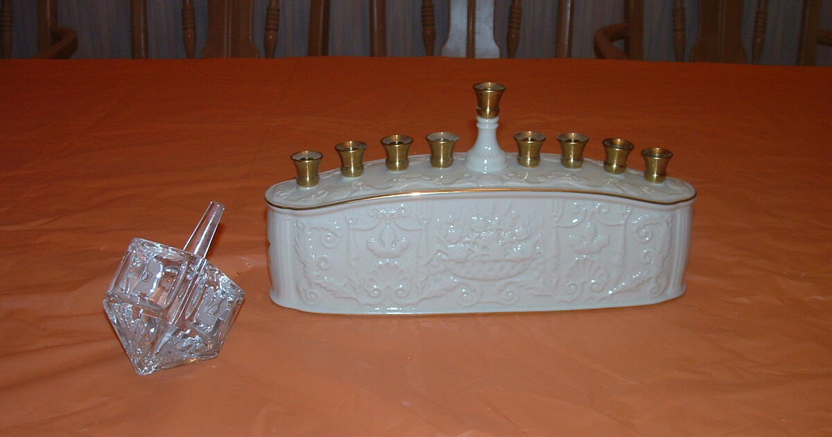 LENOX CHINA MENORAH PORCELAIN & GLASS DREIDEL HANUKKAH for $75 in Las ...