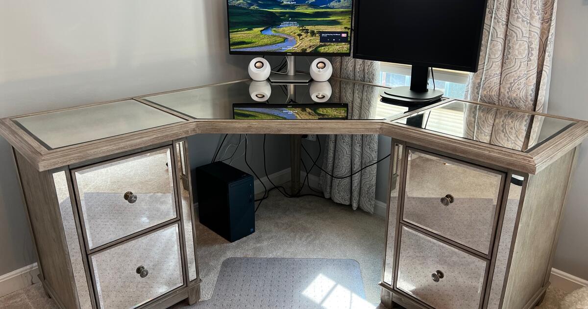 Beautiful, solid, wood, mirrored desk from Pier One for $180 in Fairfax ...