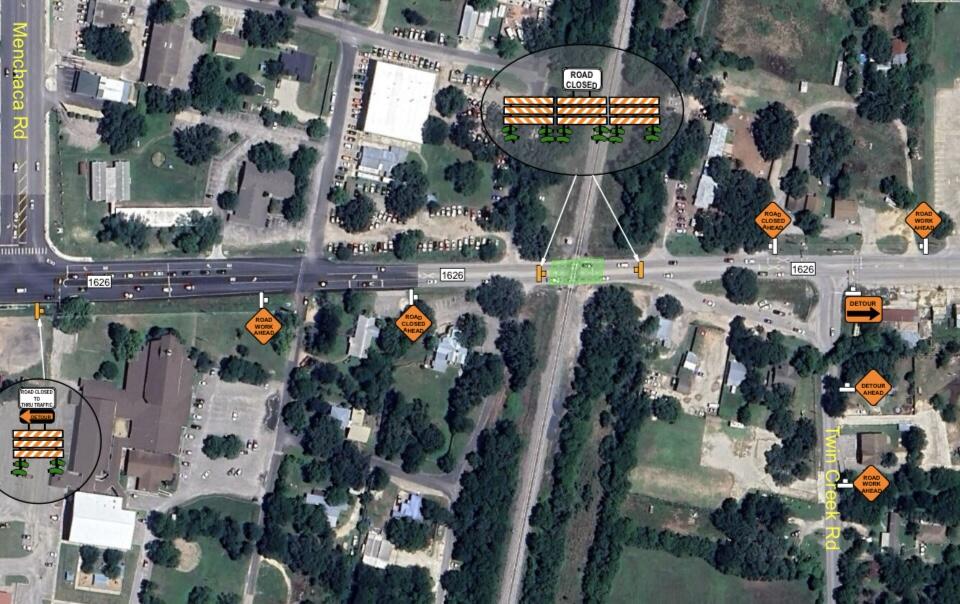 UPDATE on Traffic Alert: Both directions of FM 1626 will now be closed at the railroad crossing ...
