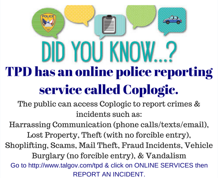 Coplogic-An Online Reporting Option for Citizens (Tallahassee Police ...
