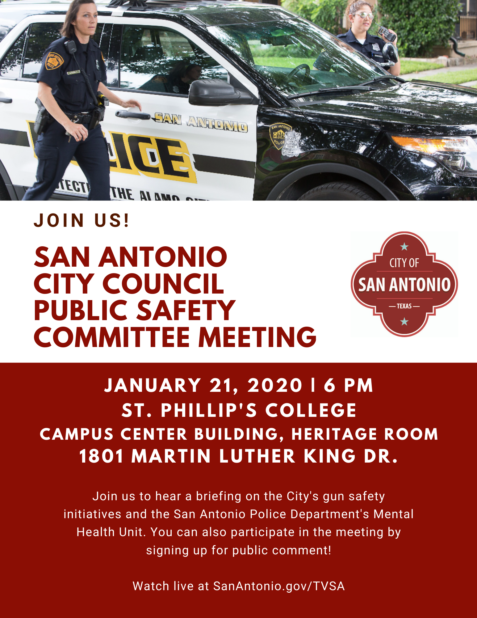 Friendly Reminder: Public Safety Meeting Tonight (City of San Antonio ...