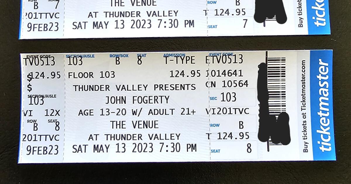 John Fogerty Tickets-Sec 103 Row B for $300 in Fair Oaks, CA | For Sale ...