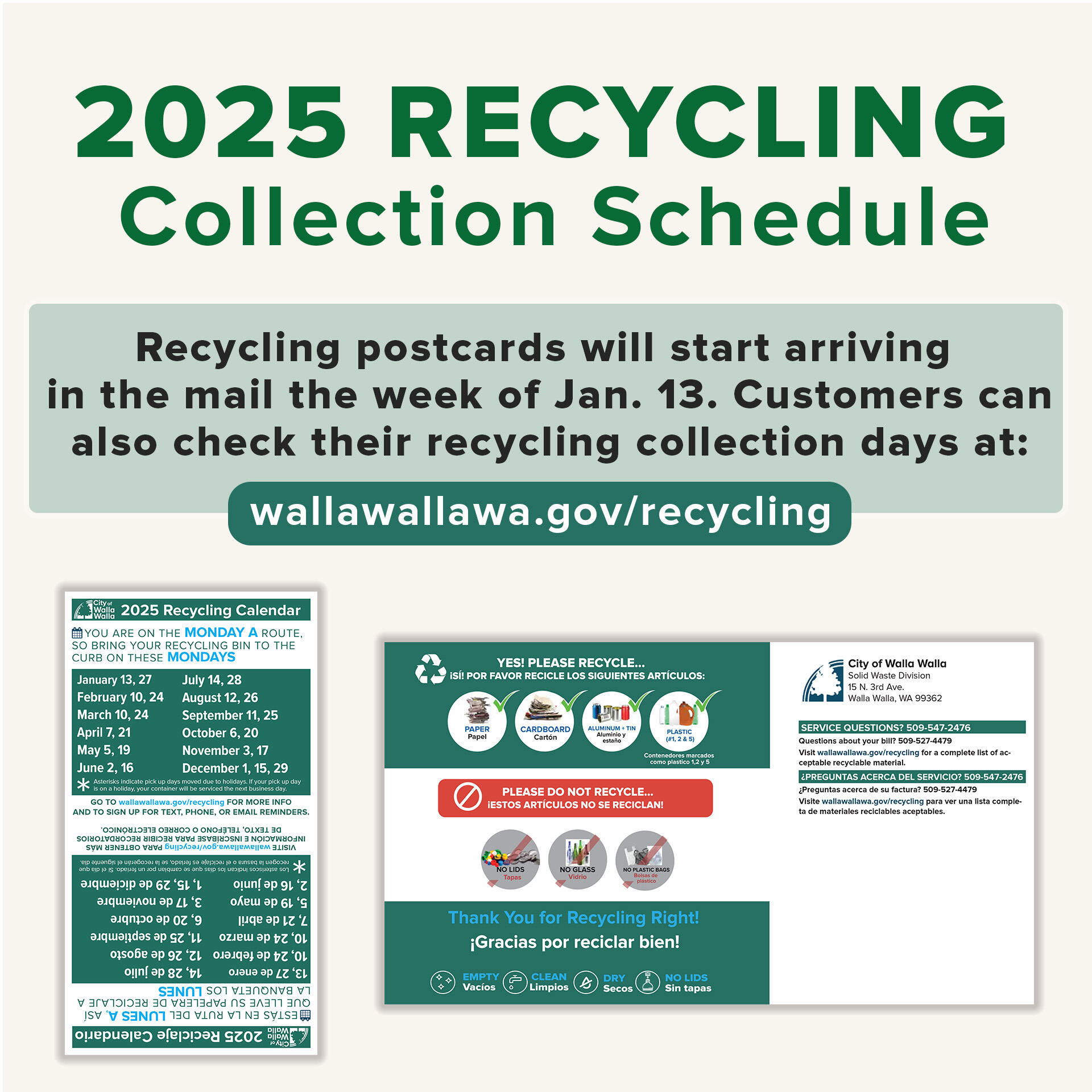 2025 Recycling Collection Schedule (City of Walla Walla) — Nextdoor ...