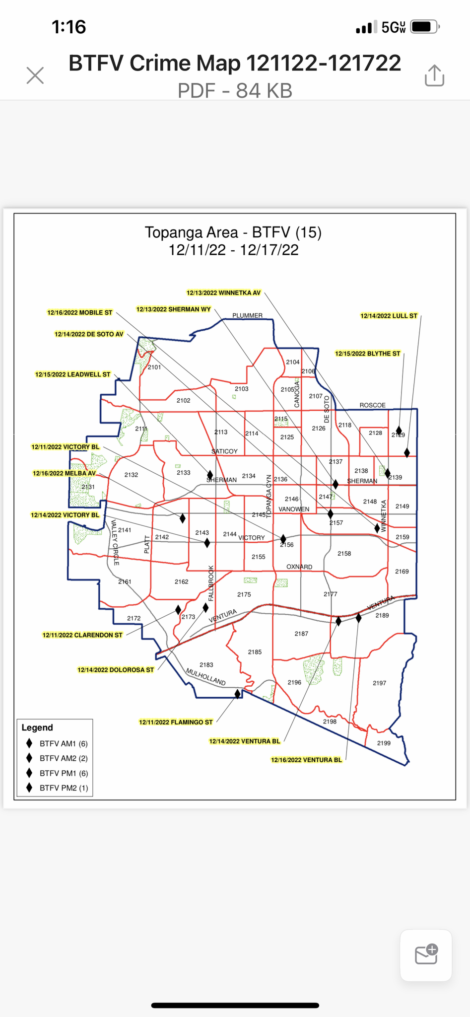 LAPD TOPANGA DIVISION WEEKLY CRIME MAPS (Los Angeles Police Department ...