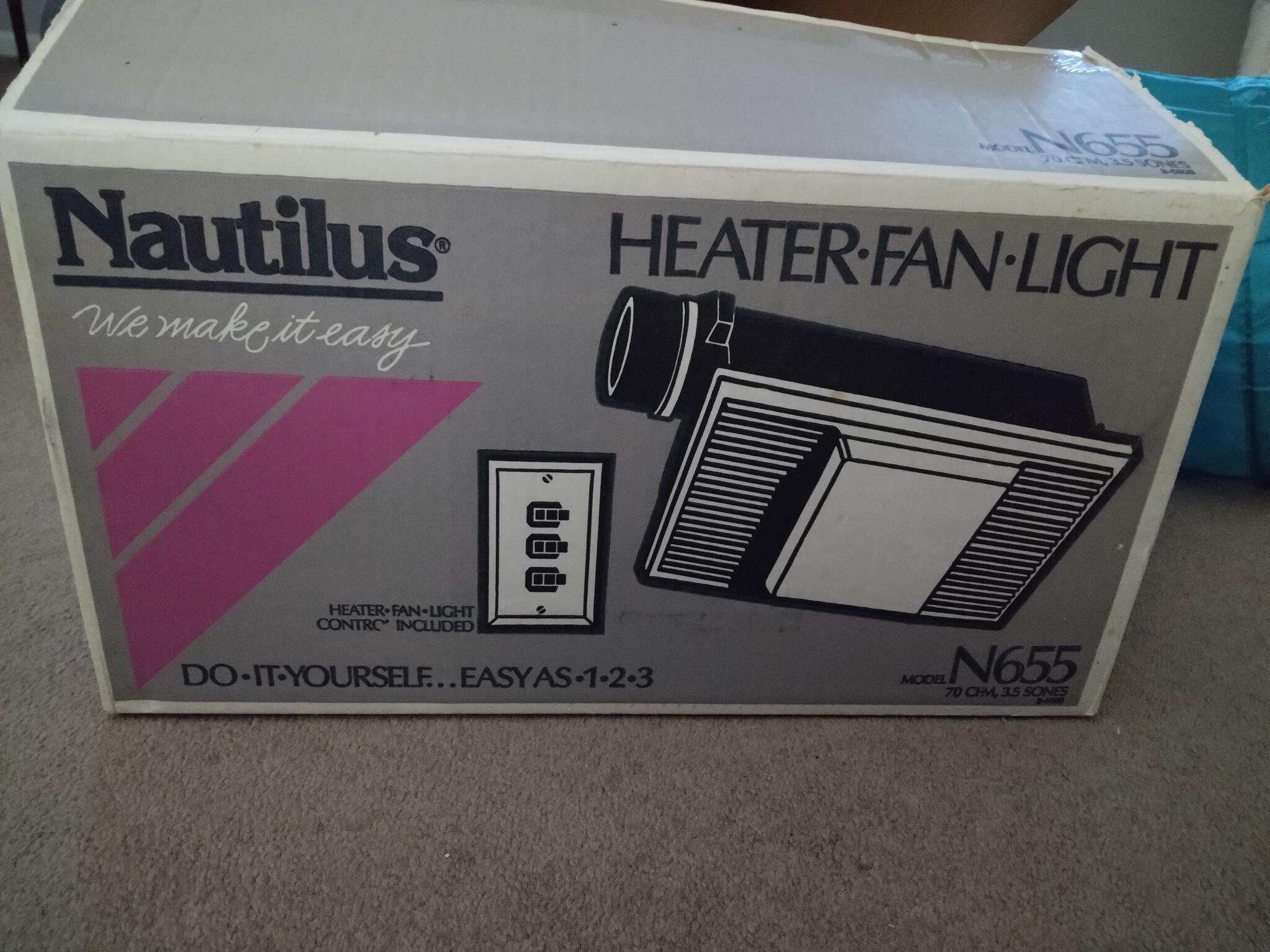 NAUTILUS (BROAN) BATHROOM EXHAUST FAN WITH LIGHT AND HEATER for $60 in ...