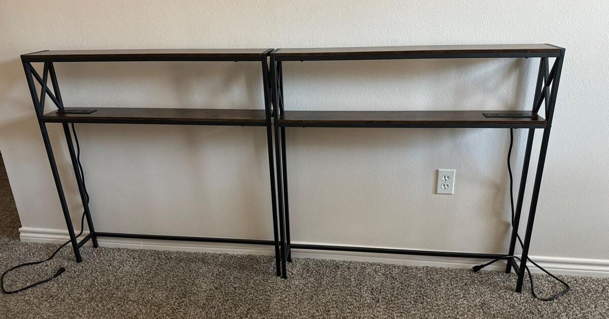 Two Narrow Console Sofa Tables with Outlets and USB ports for $45 in ...