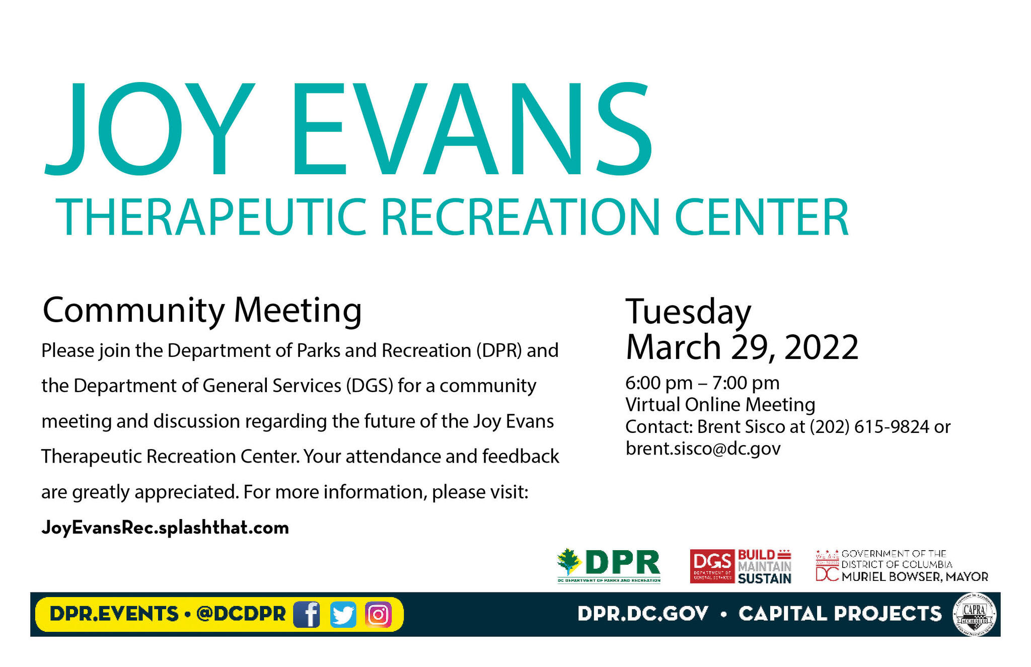 JOY EVANS THERAPEUTIC RECREATION CENTER Community Meeting – March 29 ...