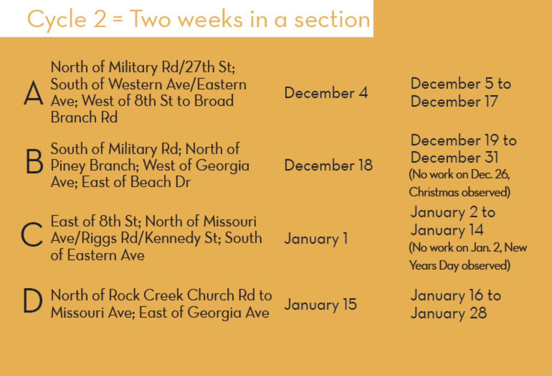 Ward 4 Leaf Collection Schedule. (Council of the District of Columbia ...