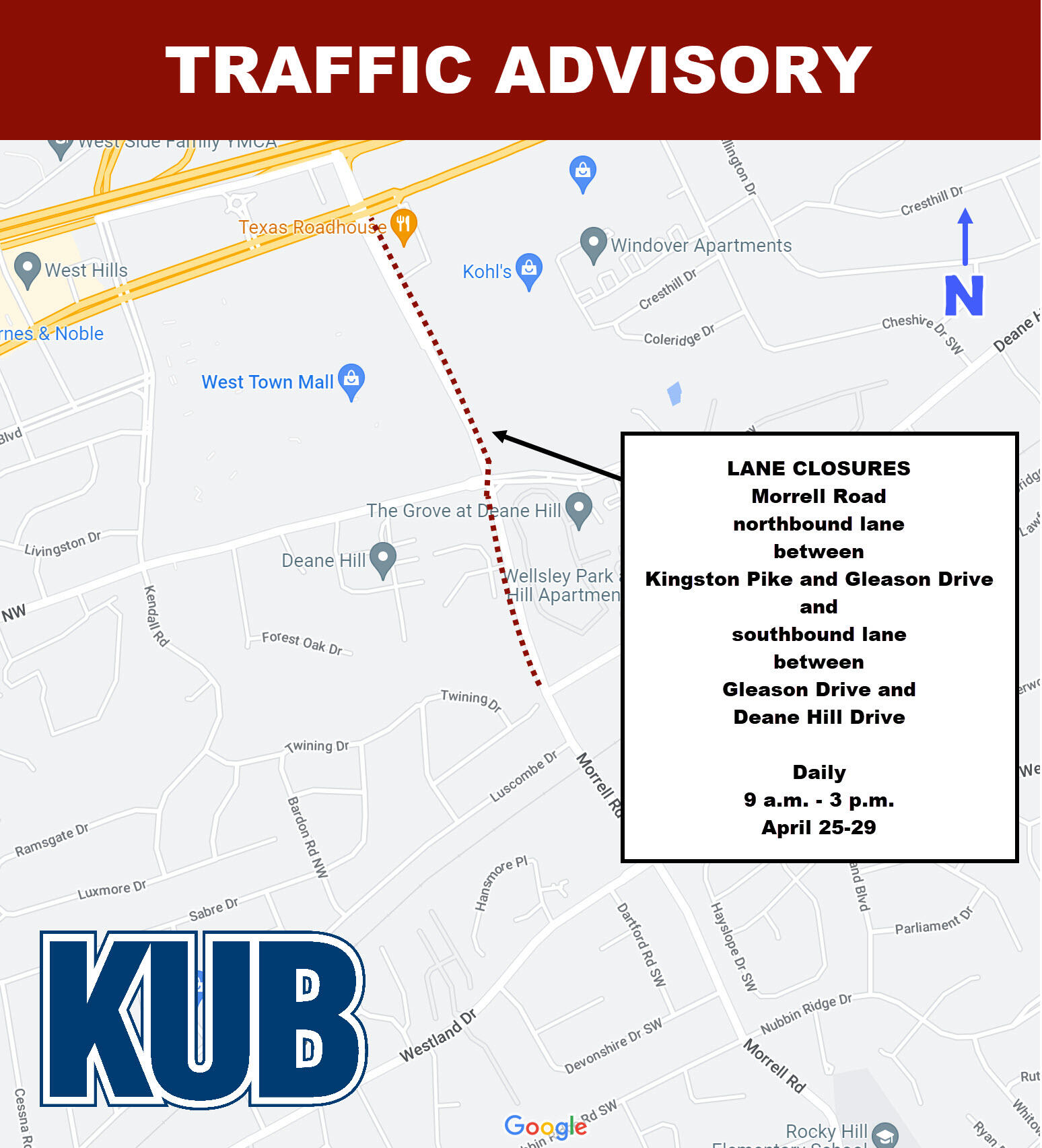 KUB Construction Update for 4/22/22 - Morrell Road Area Electric ...