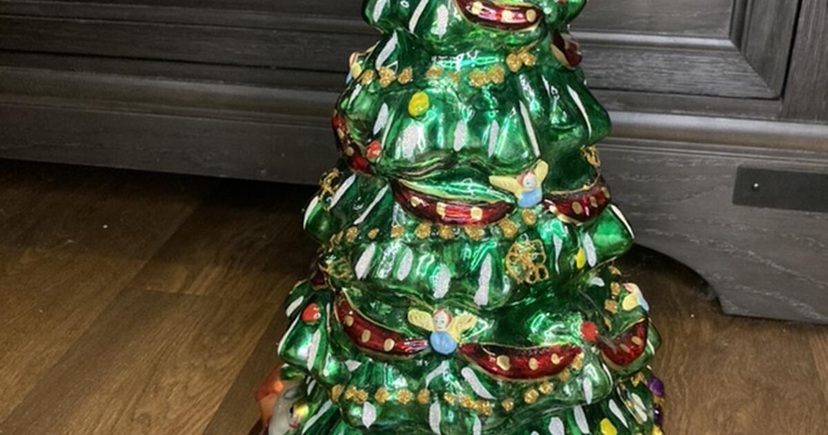 2004 Thomas Pacconi Classics 16” Blown Glass Christmas Tree With Wood ...