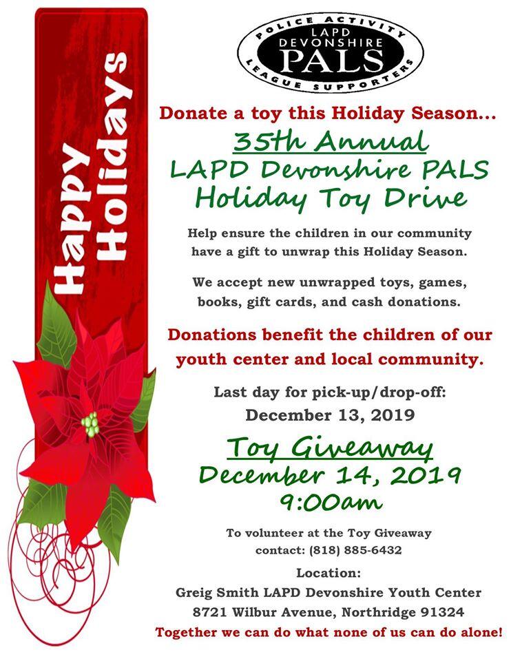 LAPD Devonshire PALS 35th Annual Toy Drive (Los Angeles Police ...