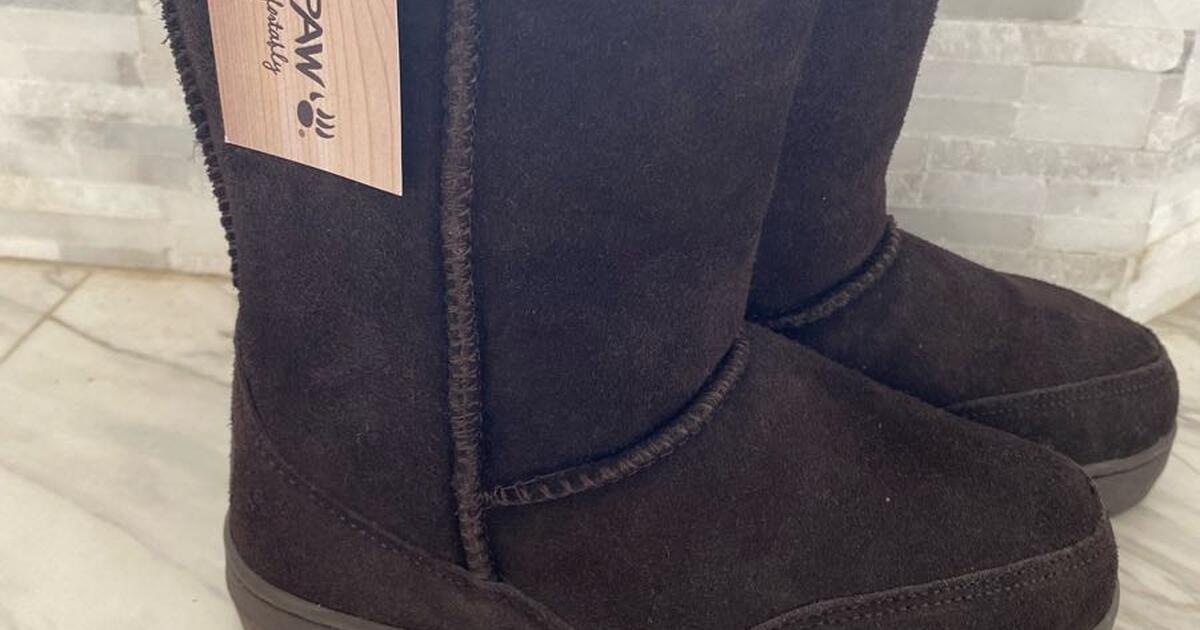 NEW BearPaw ladies size 5/6, dark brown, rugged sole, suede leather ...
