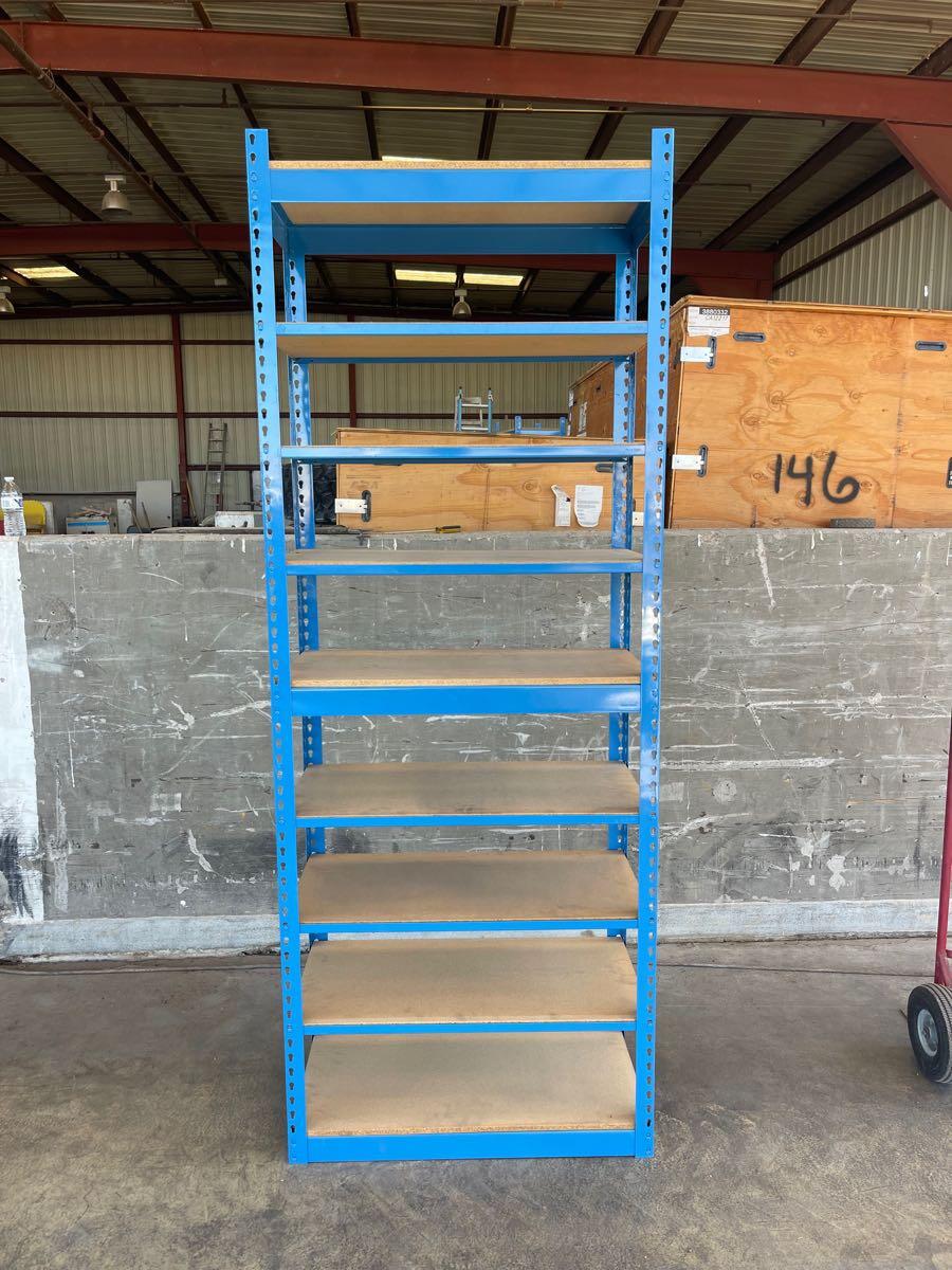 Heavy Duty Industrial RiveTier Boltless Blue Shelving Rack, 9 Shelves ...