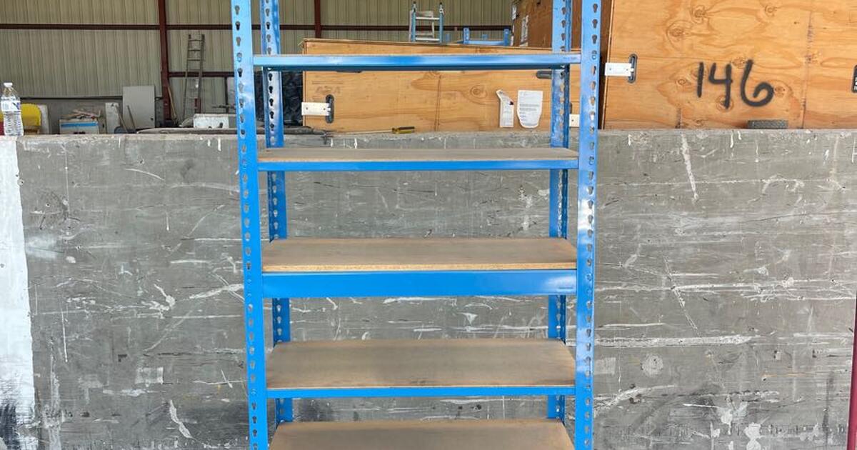 Heavy Duty Industrial RiveTier Boltless Blue Shelving Rack, 9 Shelves ...